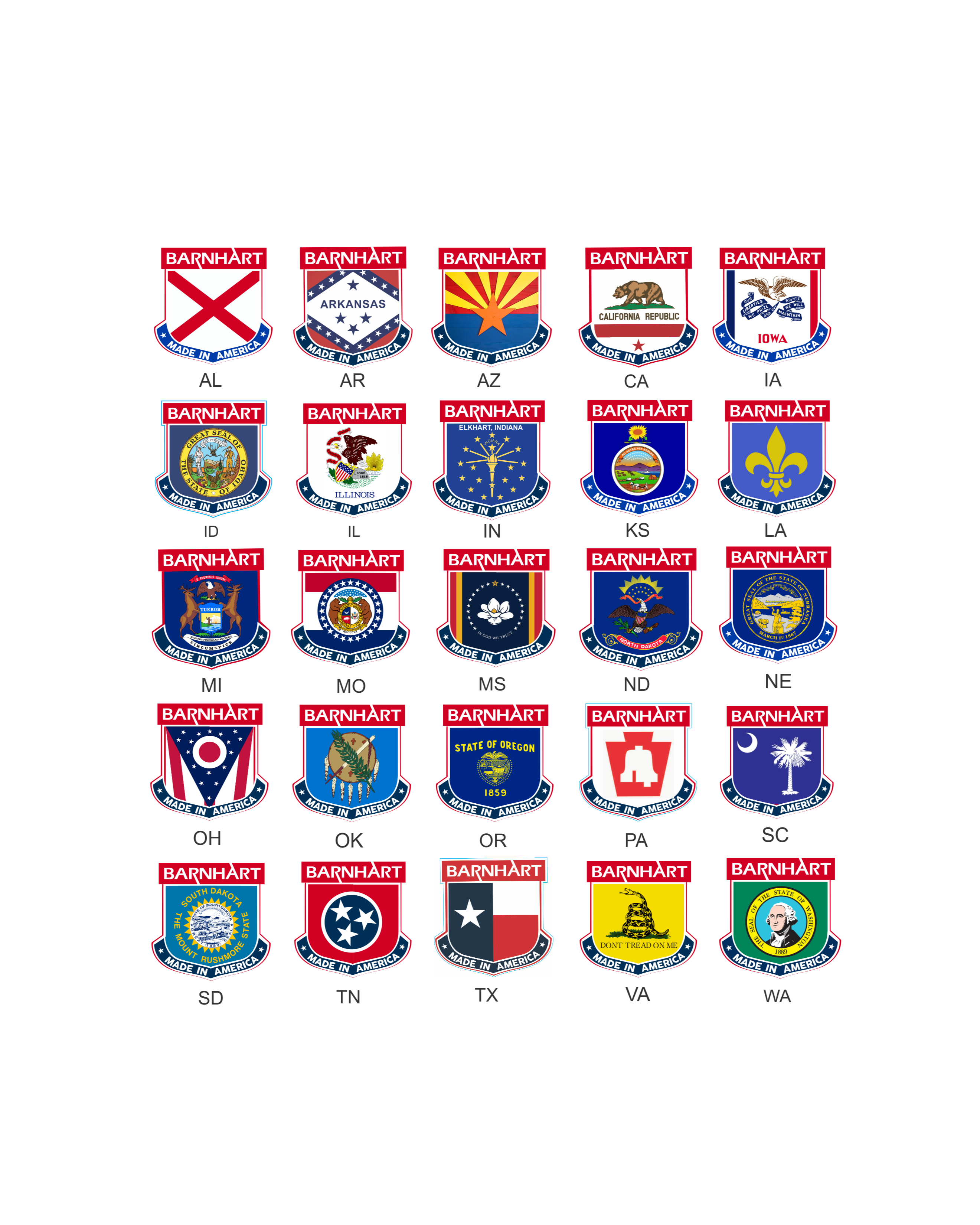 Made in America Custom State Decals – Barnhart Outfitters Shop