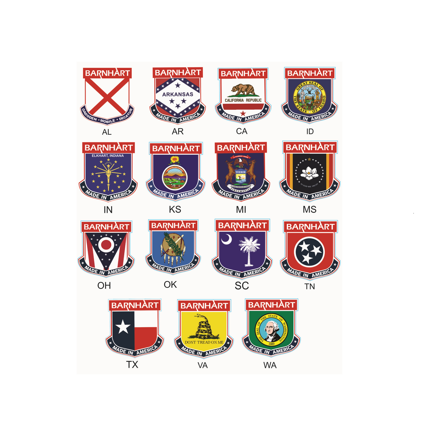 Made in America Custom State Decals – Barnhart Outfitters Shop